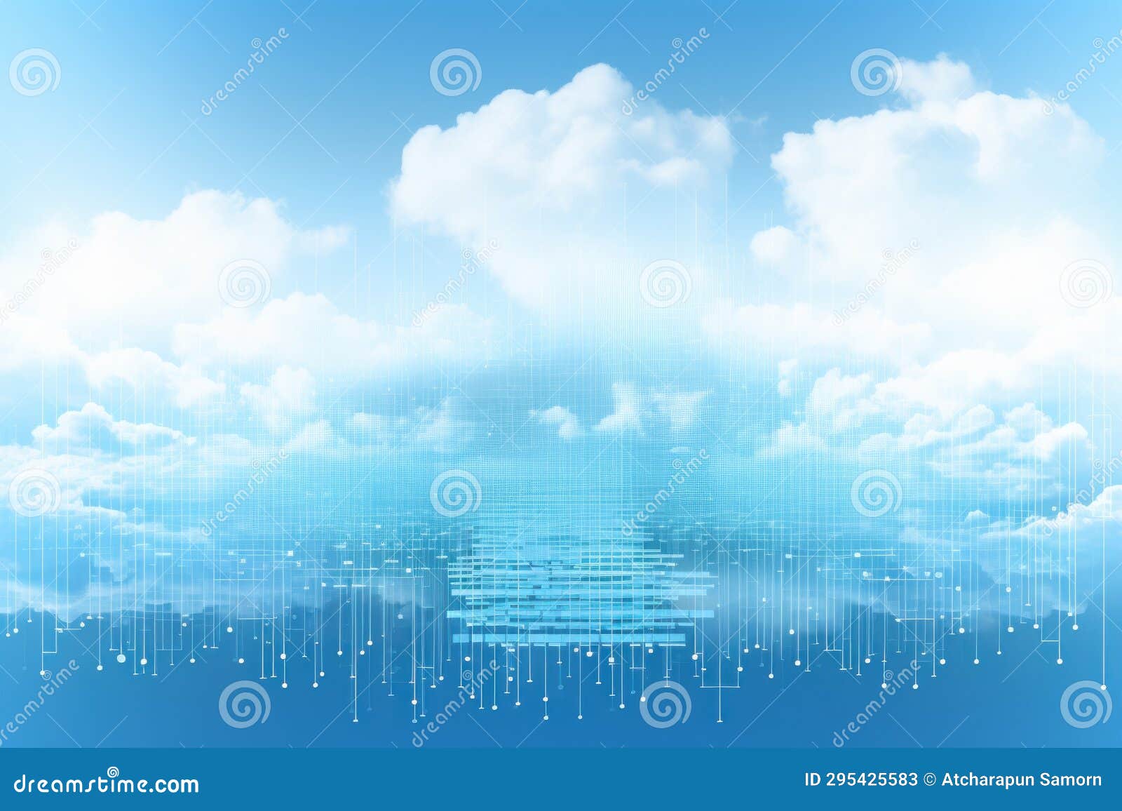 Digital Matrix Theme Light Blue Sky and Clouds Backgrounds Stock Image ...