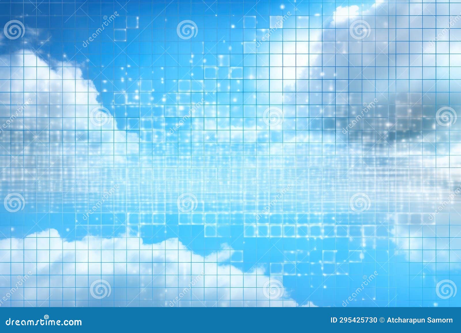 Digital Matrix Theme Light Blue Sky and Clouds Backgrounds Stock Photo ...