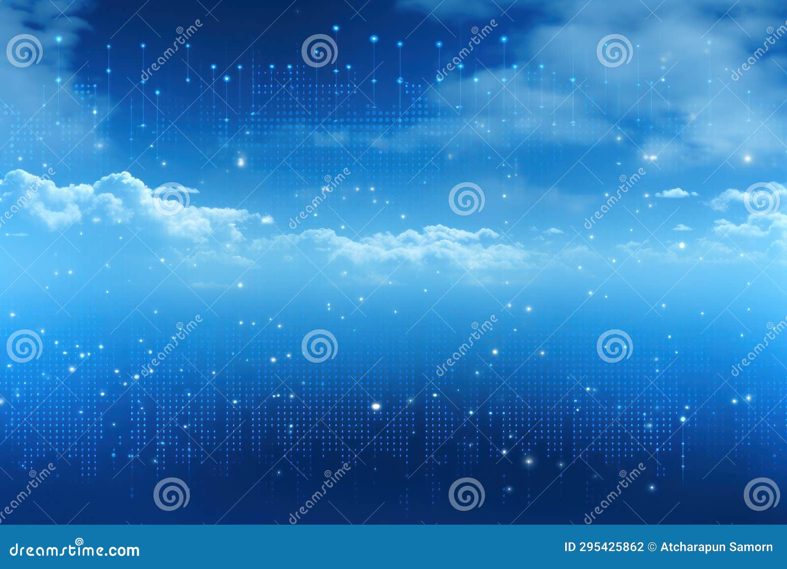 Digital Matrix Theme Light Blue Sky and Clouds Backgrounds Stock Photo ...