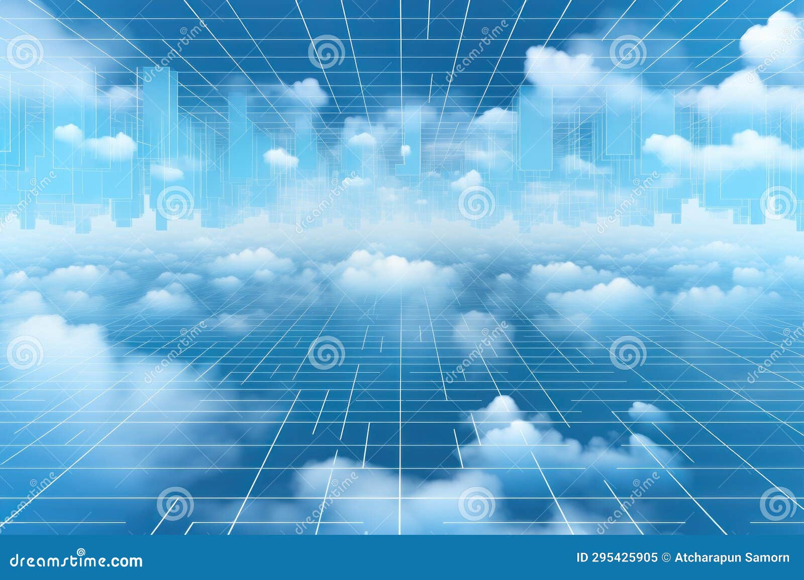 Digital Matrix Theme Light Blue Sky and Clouds Backgrounds Stock Image ...