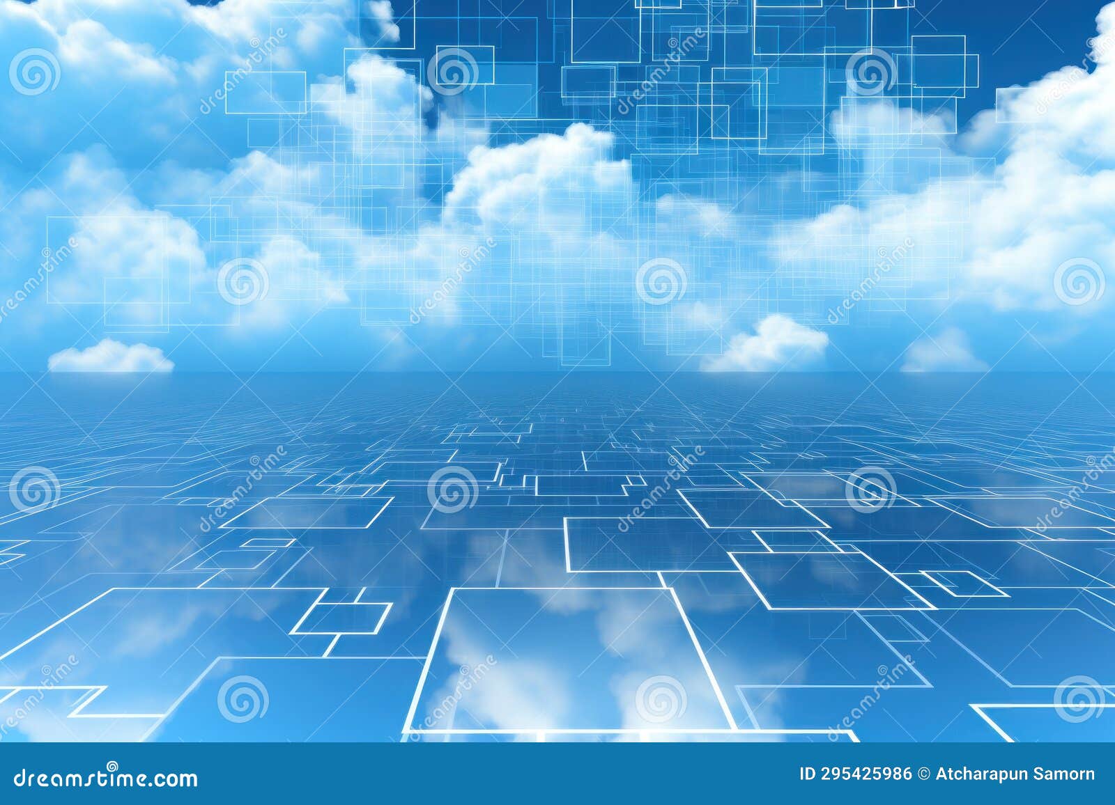 Digital Matrix Theme Light Blue Sky and Clouds Backgrounds Stock Photo ...