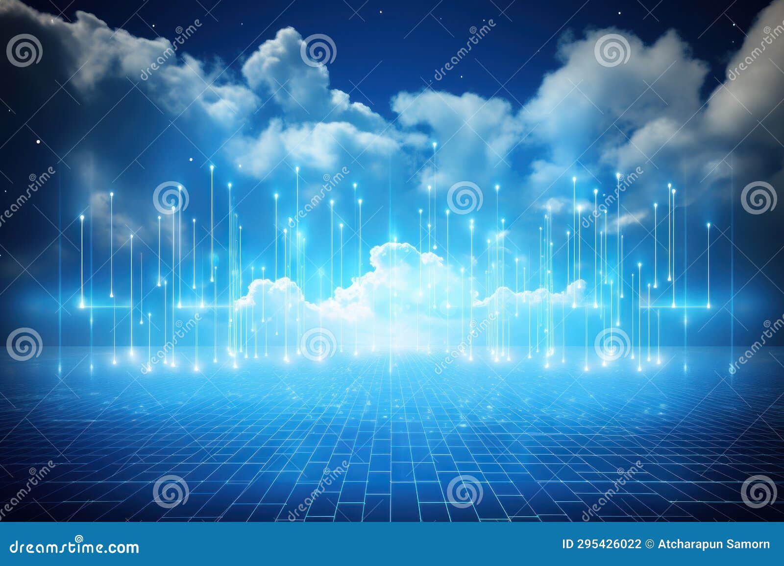 Digital Matrix Theme Light Blue Sky and Clouds Backgrounds Stock Photo ...