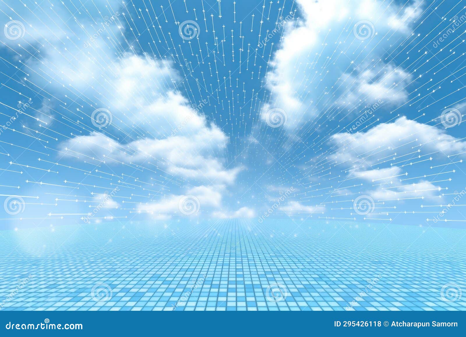 Digital Matrix Theme Light Blue Sky and Clouds Backgrounds Stock Photo ...