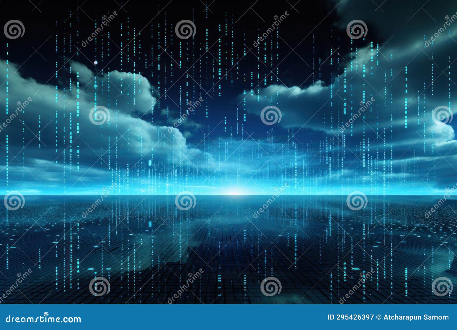 Digital Matrix Theme Light Blue Sky and Clouds Backgrounds Stock Image ...