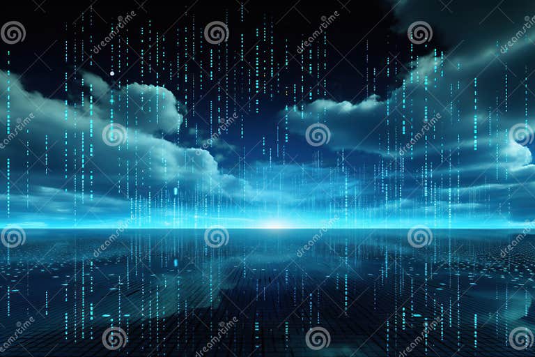Digital Matrix Theme Light Blue Sky and Clouds Backgrounds Stock Image ...