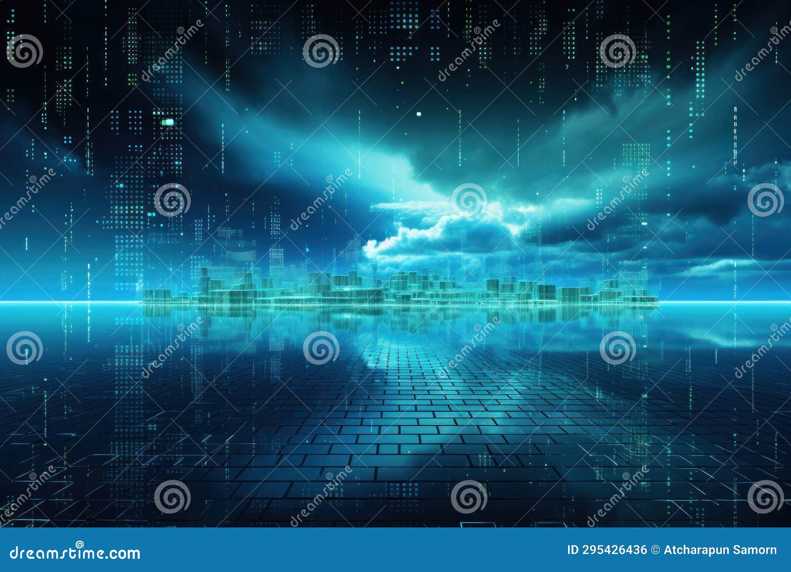 Digital Matrix Theme Light Blue Sky and Clouds Backgrounds Stock Photo ...