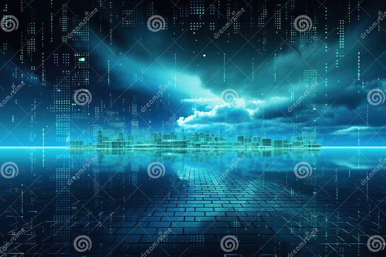 Digital Matrix Theme Light Blue Sky and Clouds Backgrounds Stock Photo ...