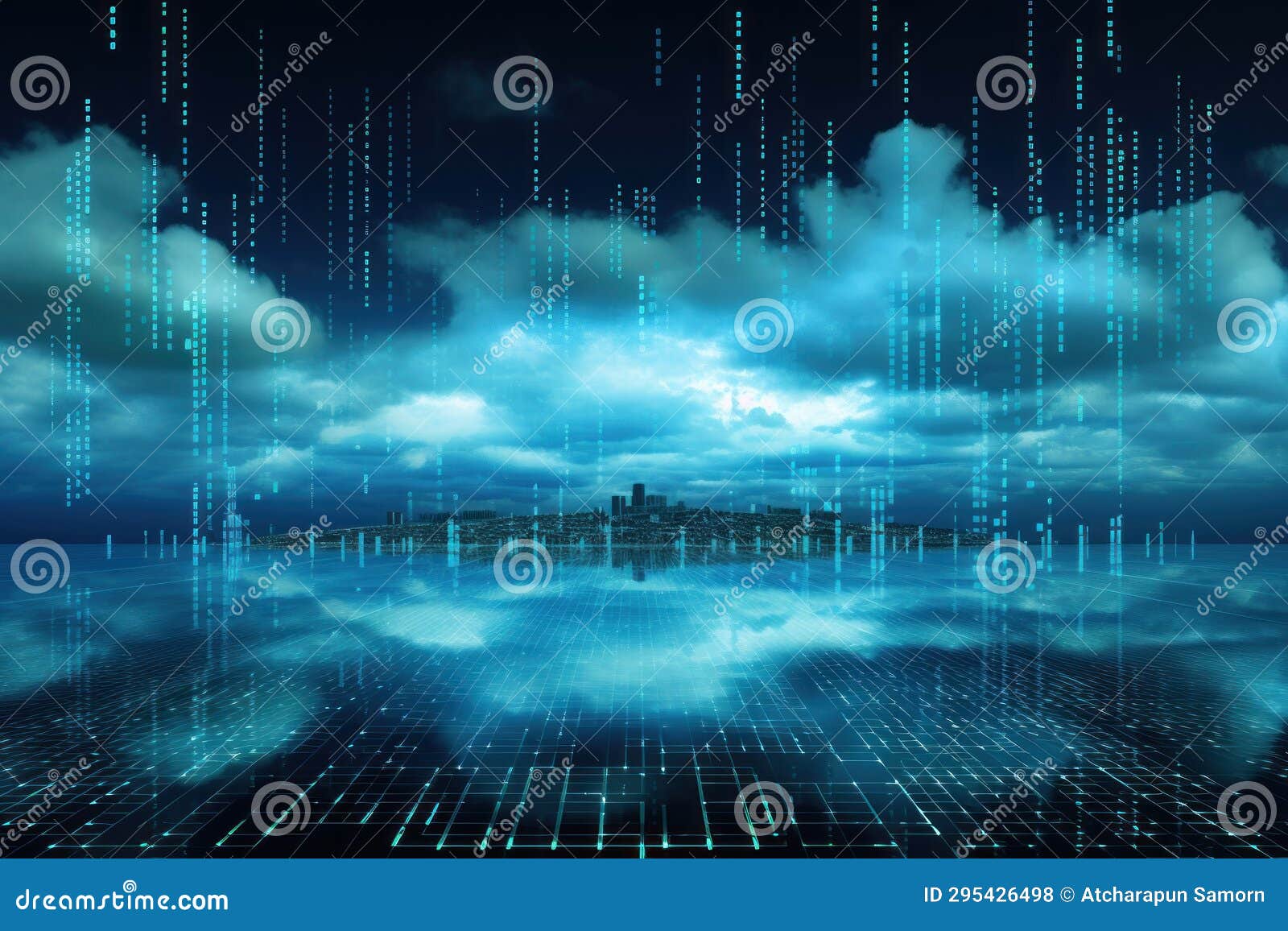 Digital Matrix Theme Light Blue Sky and Clouds Backgrounds Stock Photo ...
