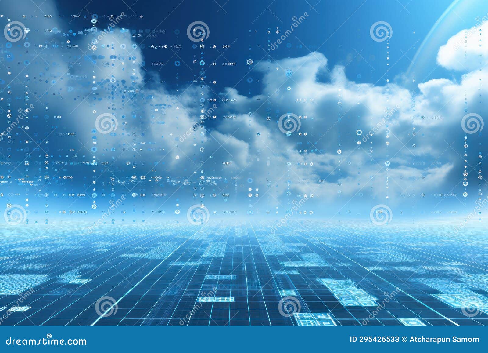 Digital Matrix Theme Light Blue Sky and Clouds Backgrounds Stock Image ...