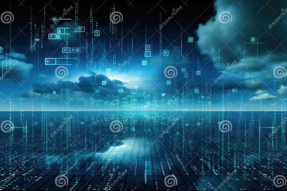 Digital Matrix Theme Light Blue Sky and Clouds Backgrounds Stock Image ...