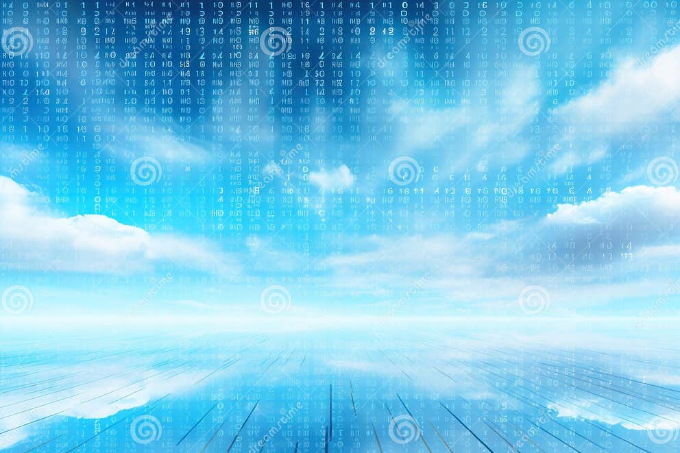 Digital Matrix Theme Light Blue Sky and Clouds Backgrounds Stock Photo ...