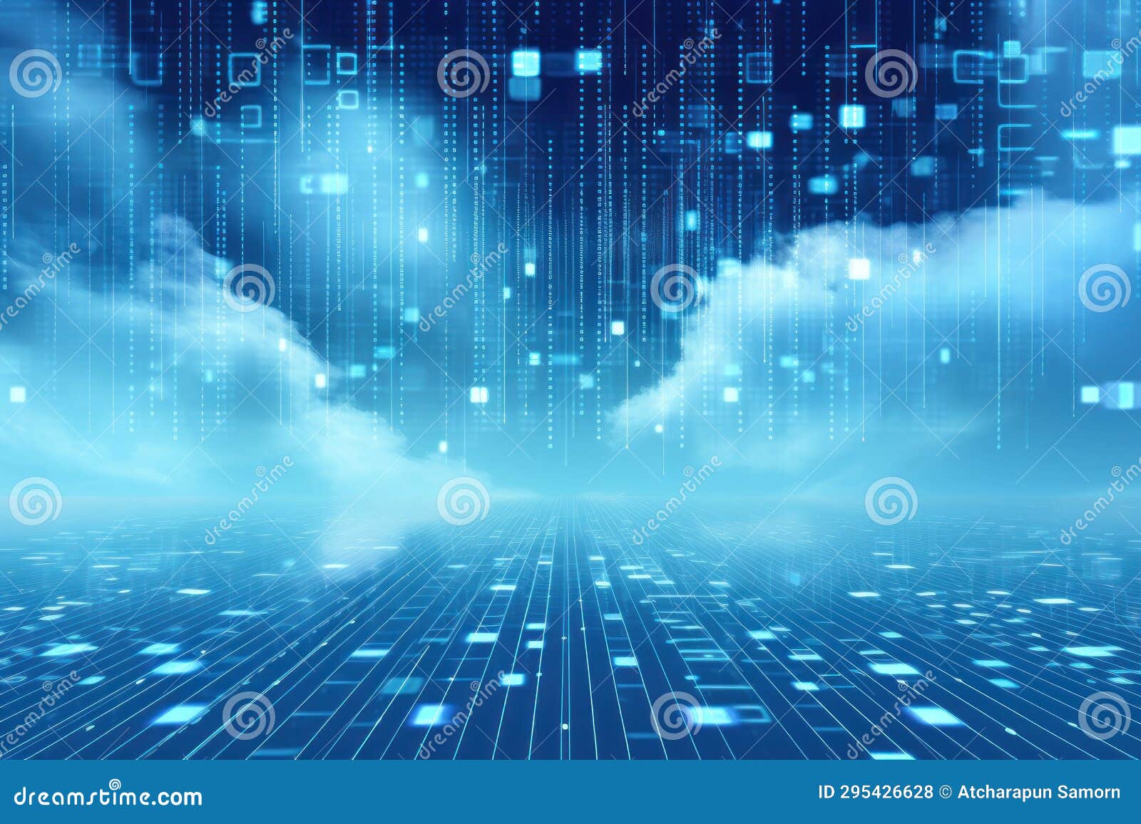 Digital Matrix Theme Light Blue Sky and Clouds Backgrounds Stock Photo ...