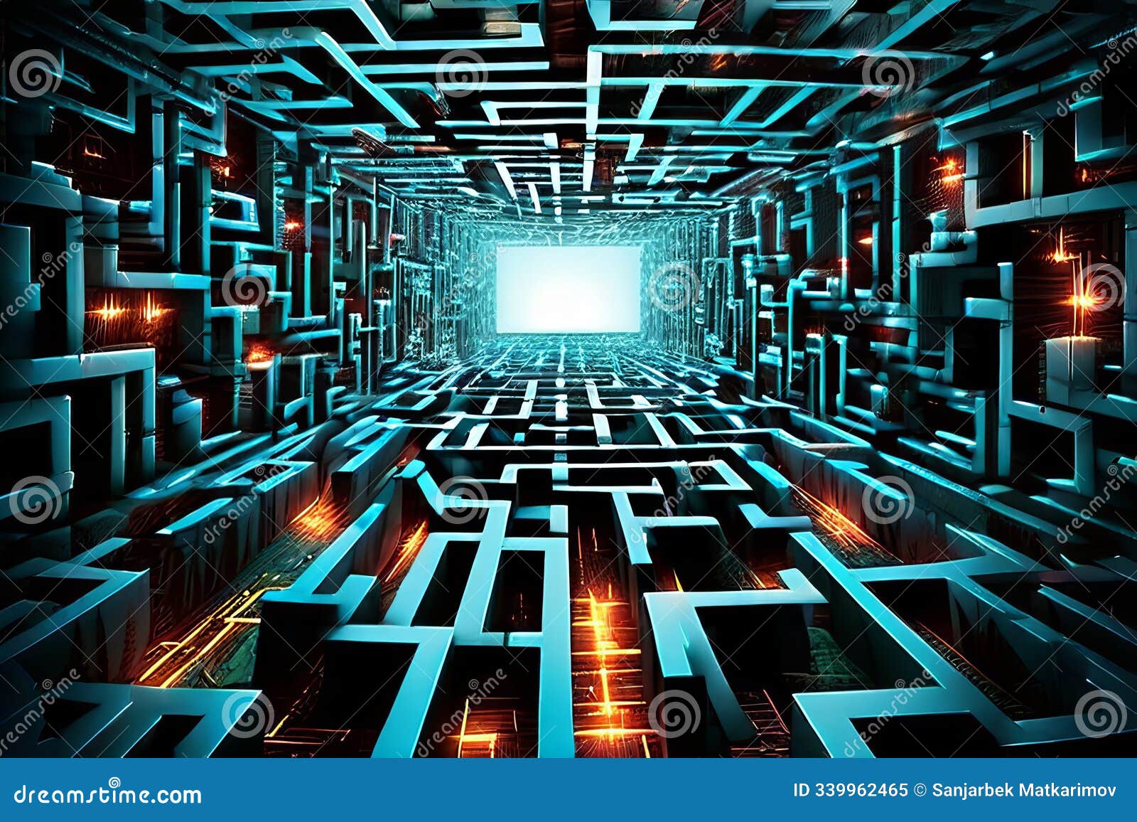 Digital Maze a Maze Like Digital Collage Art Piece Stock Illustration ...