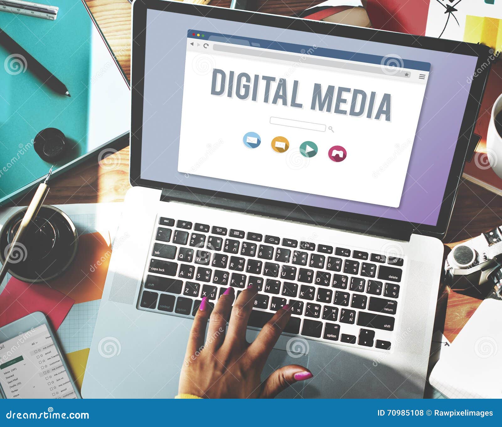 Digital Media Connection Information Internet Concept Stock Photo ...