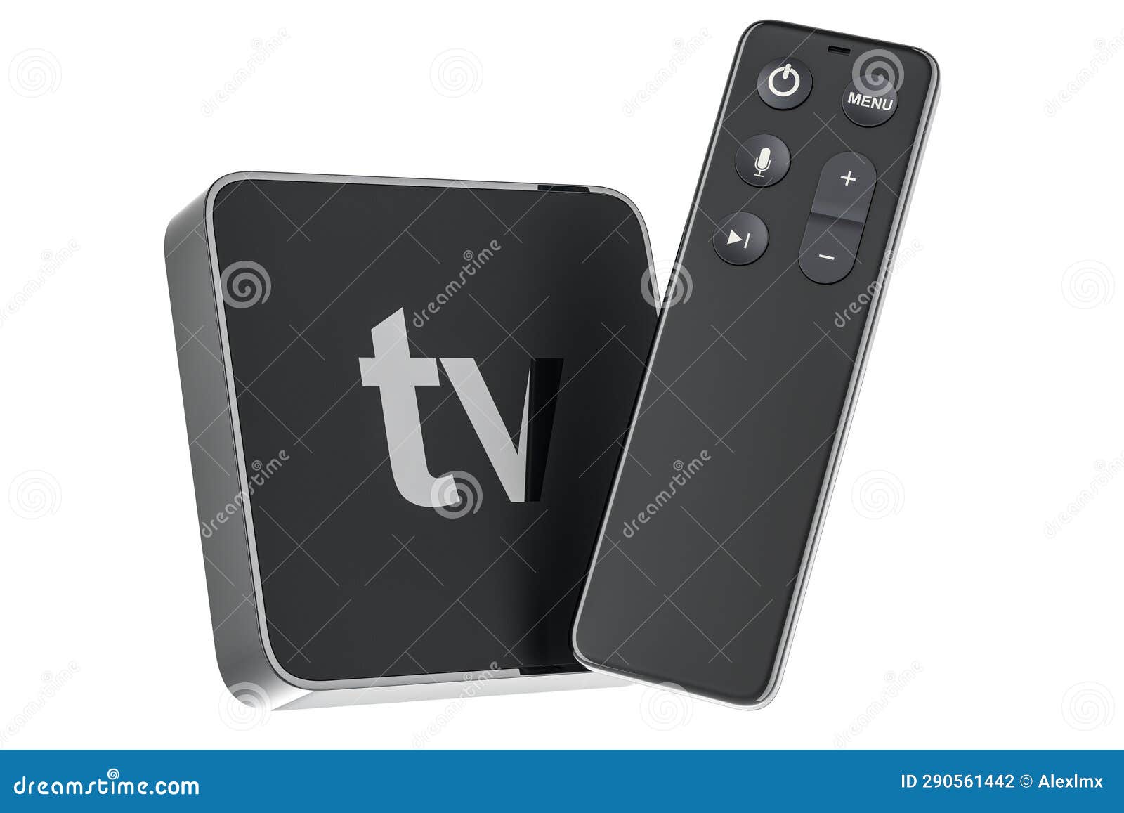 Digital Media Player TV with Remote Control, 3D Rendering Stock ...
