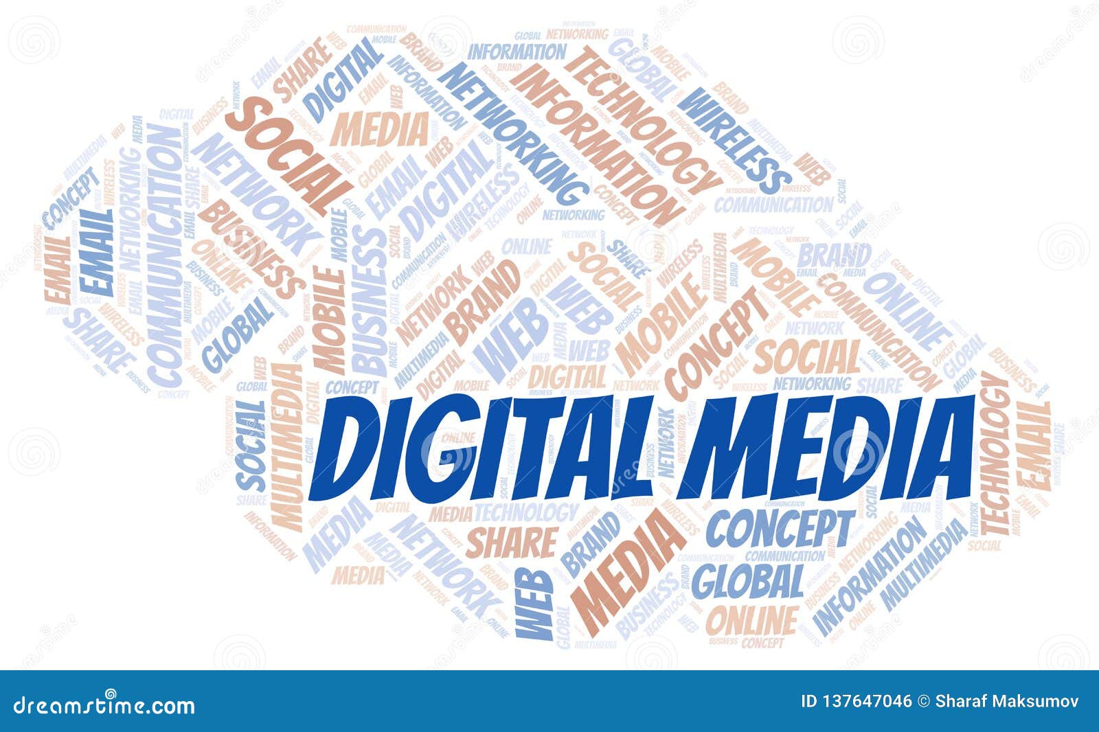 Digital Media word cloud stock illustration. Illustration of print ...