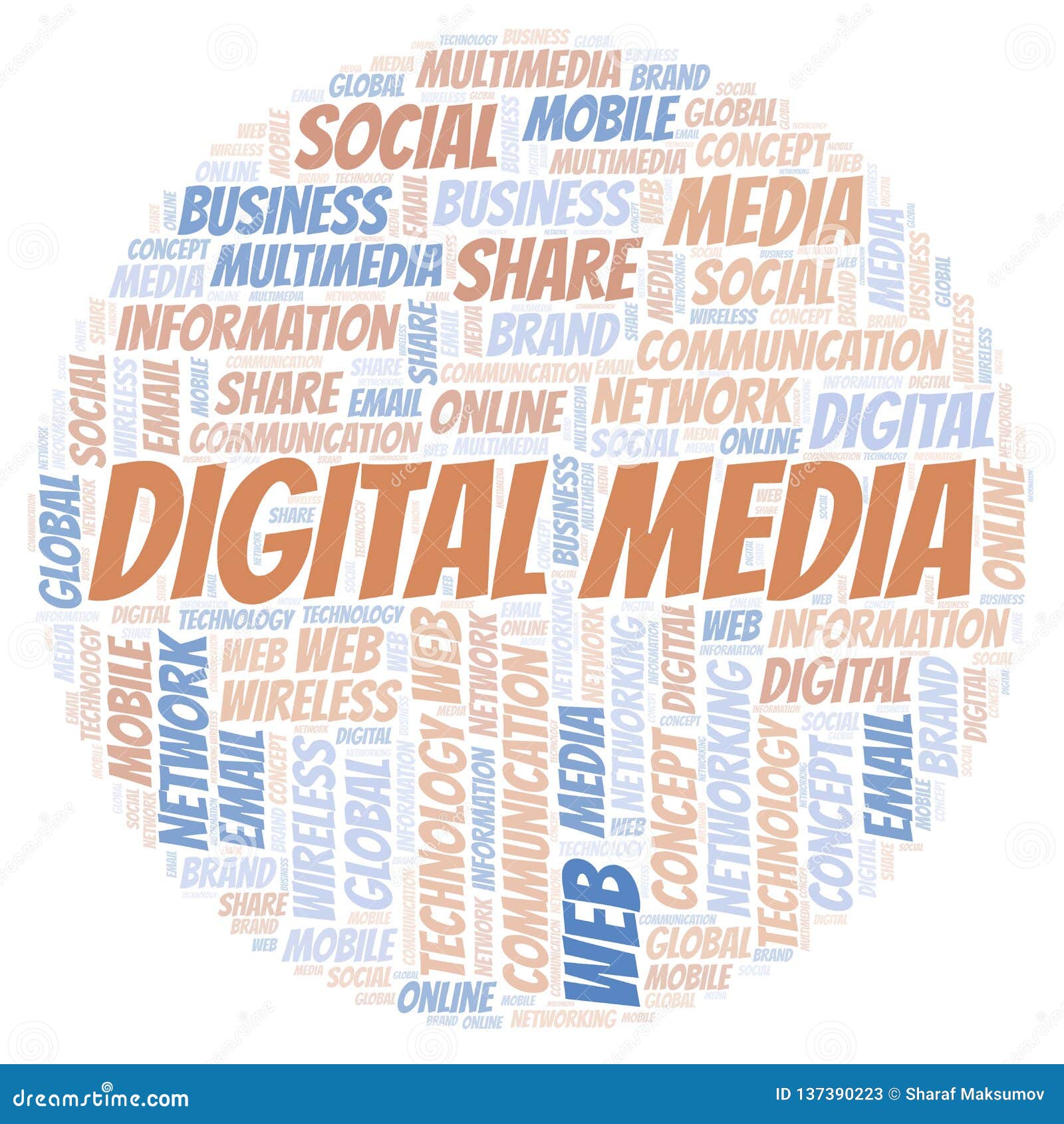 Digital Media word cloud stock illustration. Illustration of poster ...