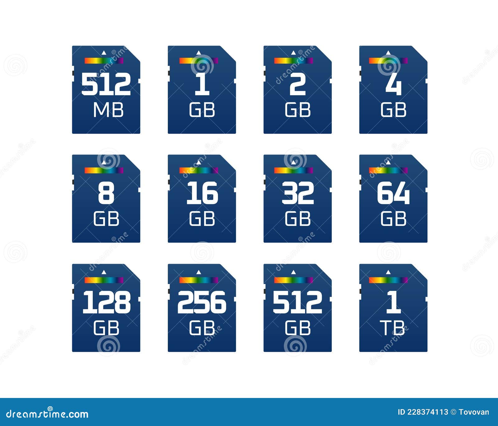 Digital Memory Cards Clipart on White Stock Vector - Illustration of ...