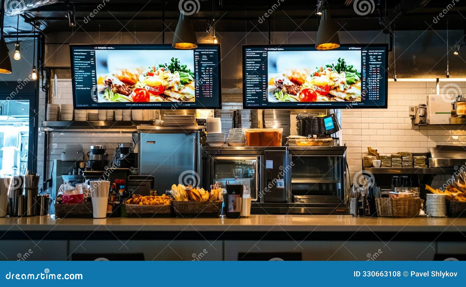 Digital Menu Board, Interior Design Concept for a Restaurant, Featuring ...