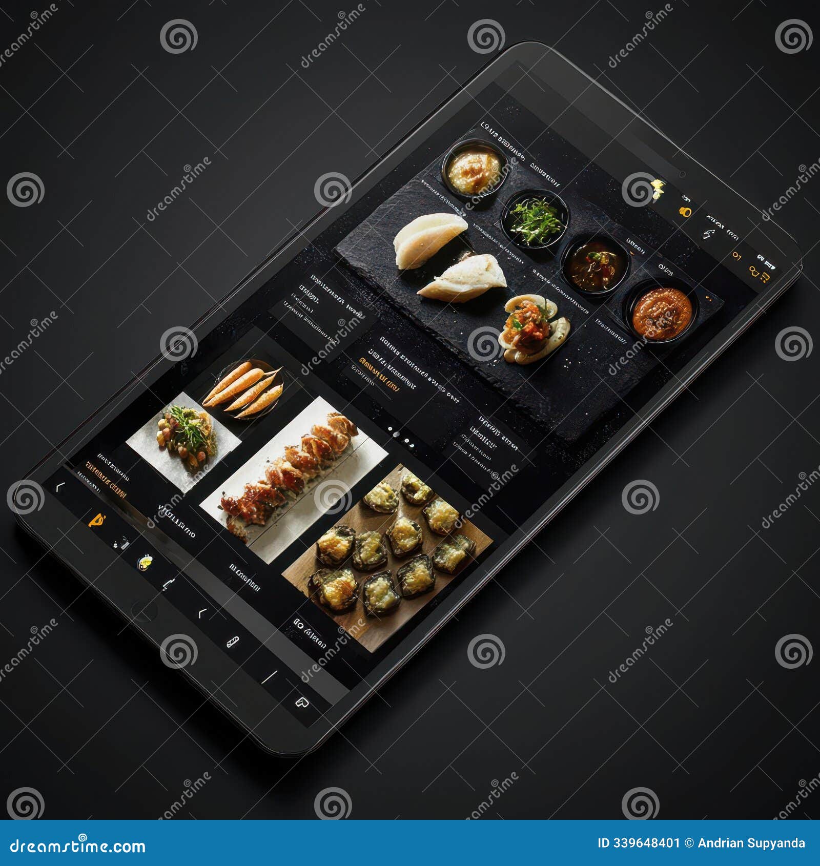 Digital Menu with Food Images and Descriptions Stock Illustration ...