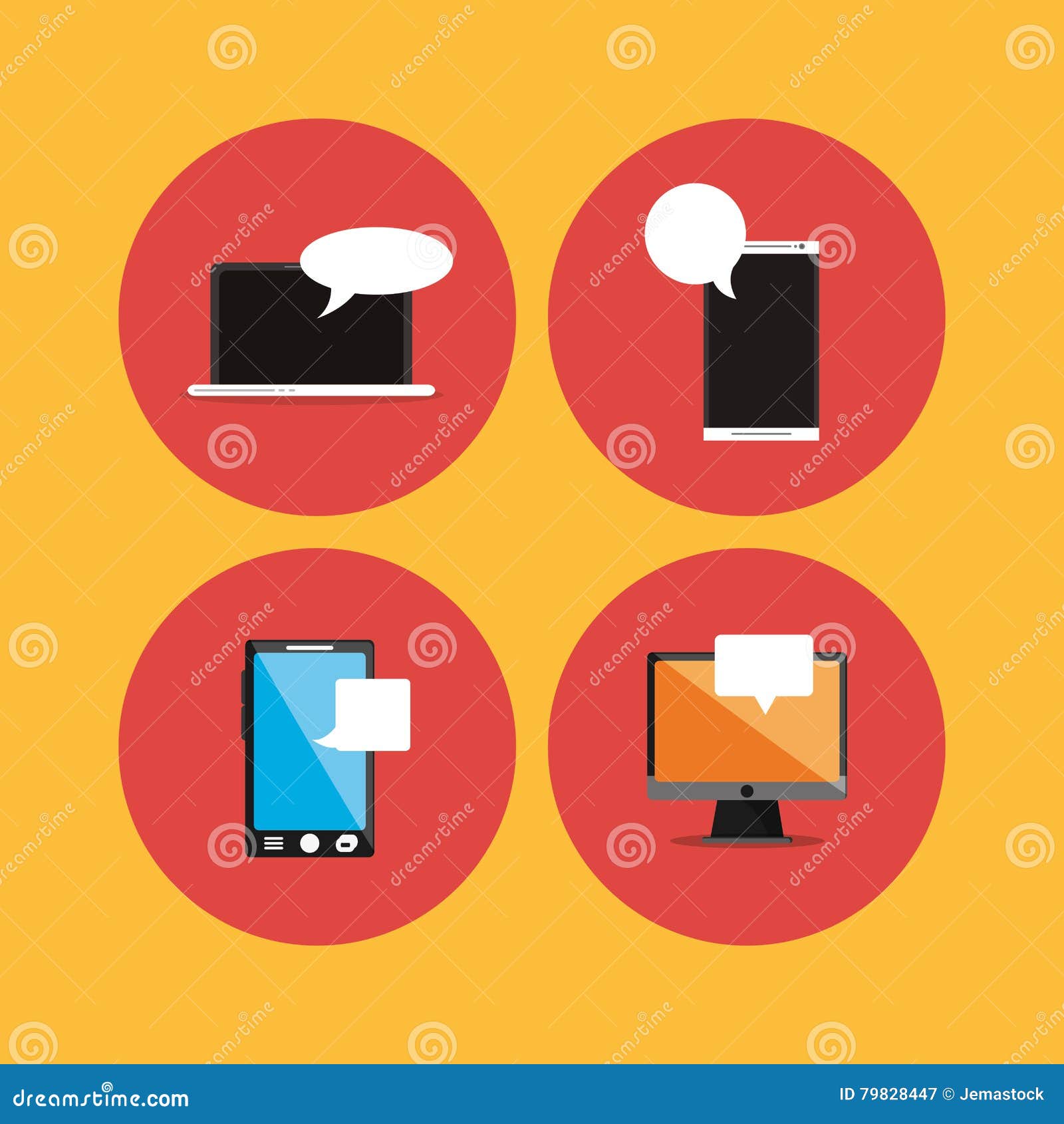 Digital Messaging Related Icons Image Stock Illustration - Illustration ...