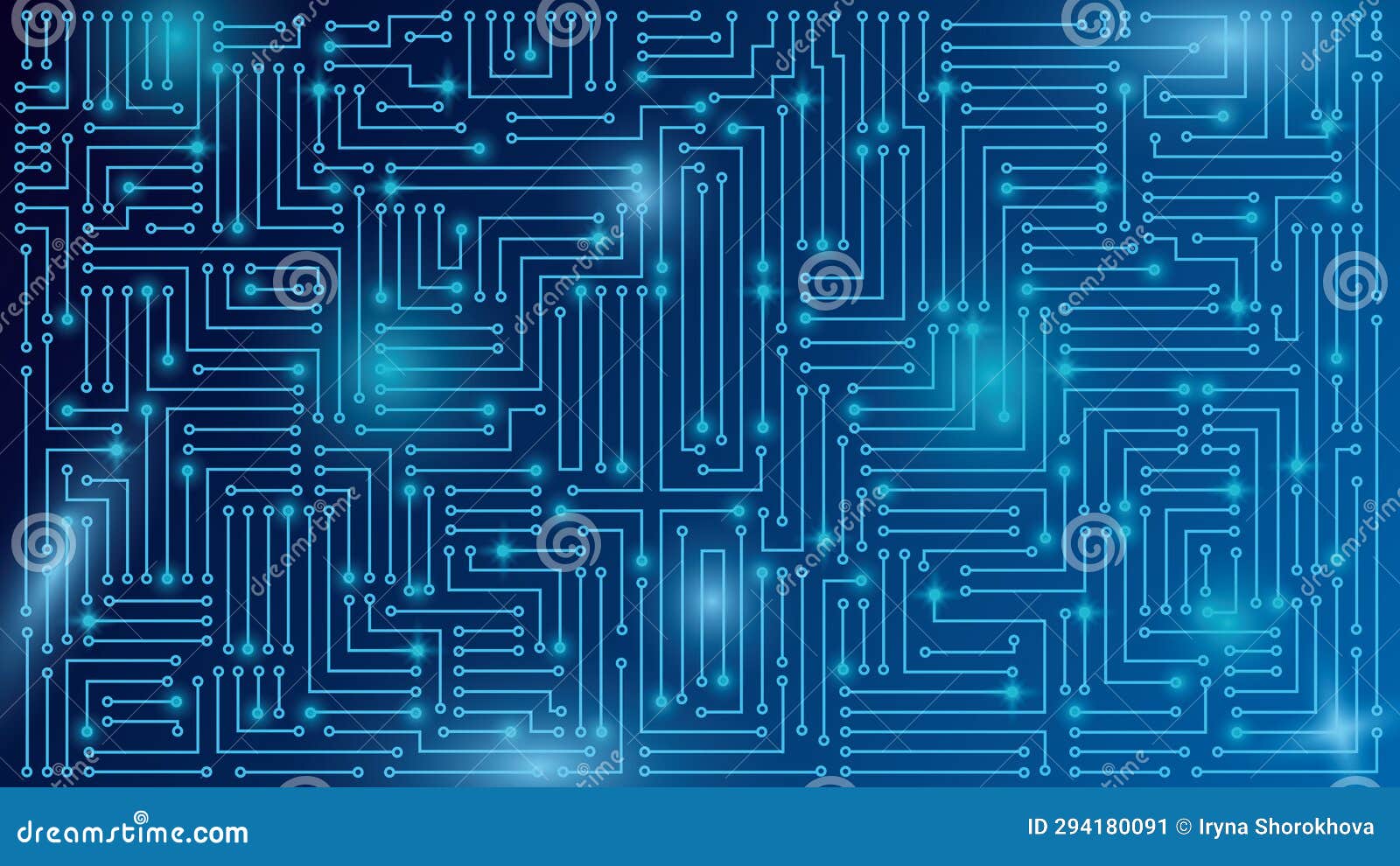 Digital Microcircuit on a Blue Background Stock Vector - Illustration ...