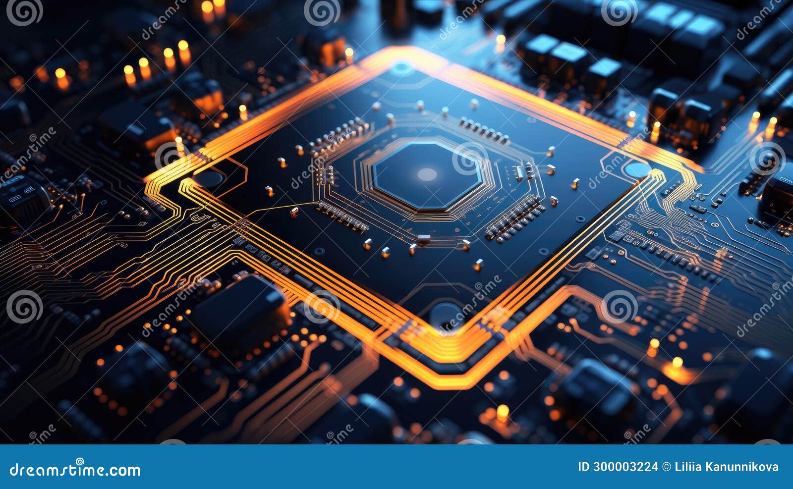 A Digital Microcircuit, Presenting a Background Technology Motherboard ...