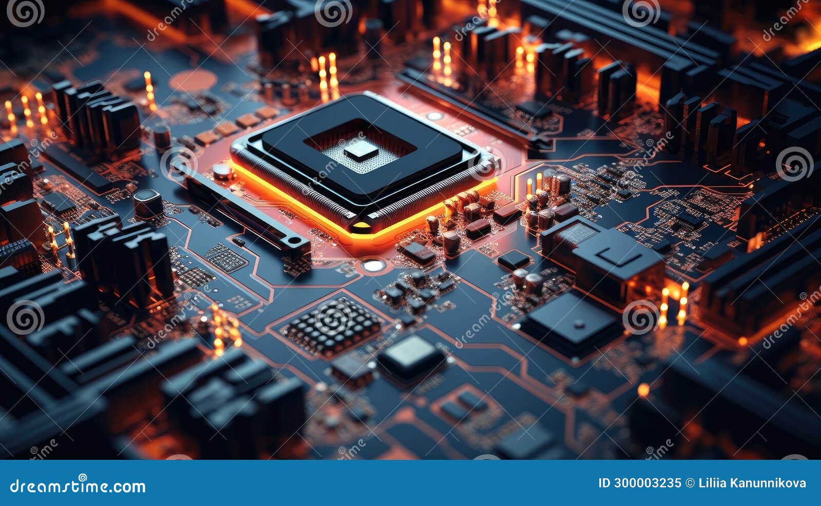 A Digital Microcircuit, Presenting a Background Technology Motherboard ...