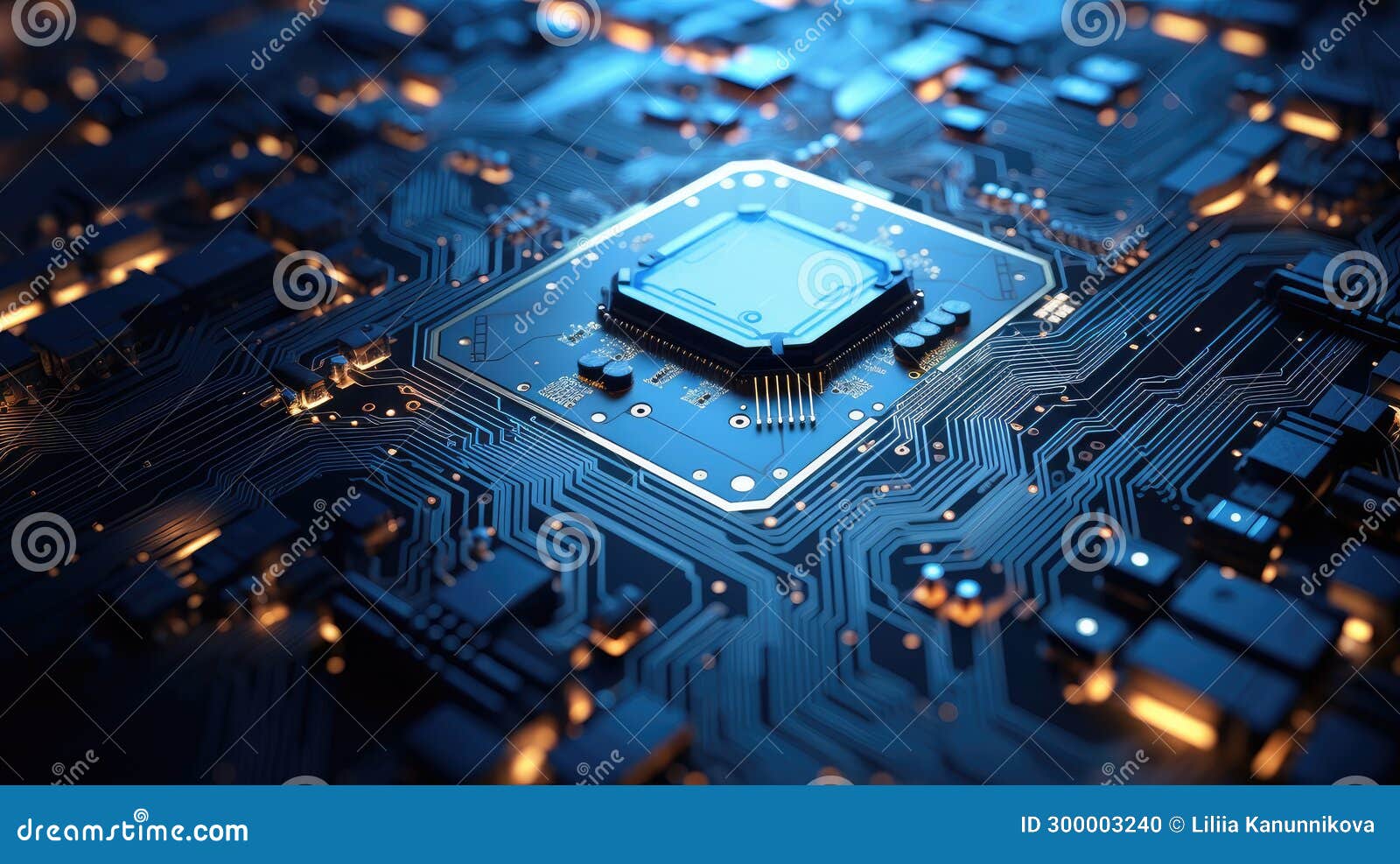 A Digital Microcircuit, Presenting a Background Technology Motherboard ...