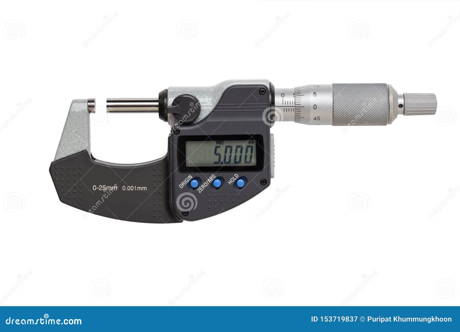 Digital Micrometer 0-25mm. Isolated on White Background Stock Image ...
