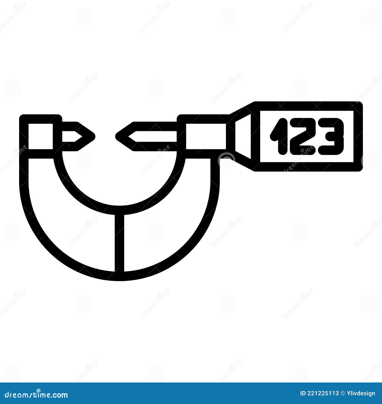 Micrometer Tool Icon, Black Silhouette. Element Logo Isolated On White ...