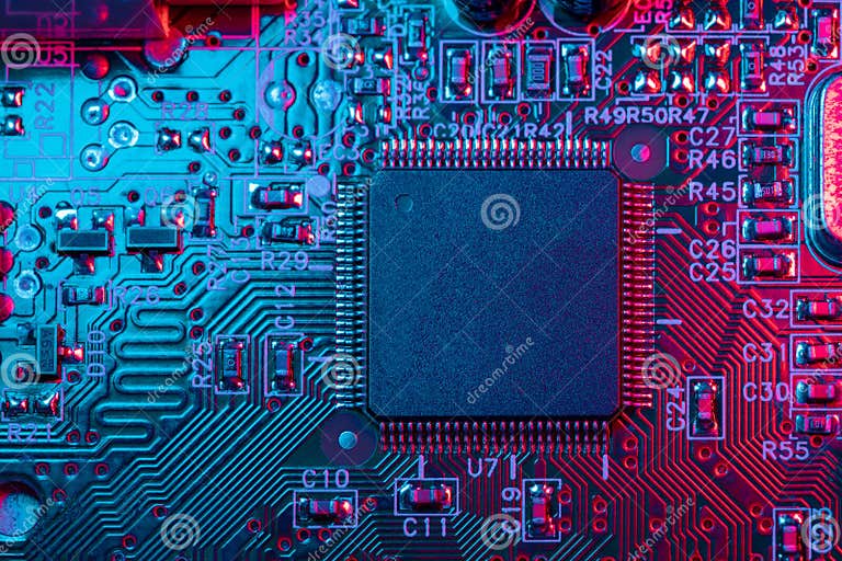 Digital Microprocessor. Computer Controller Circuit Board Closeup Main ...