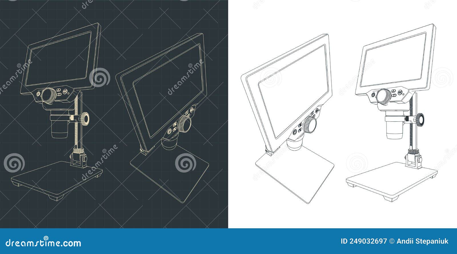Digital Microscope Drawings Stock Vector - Illustration of electronic ...