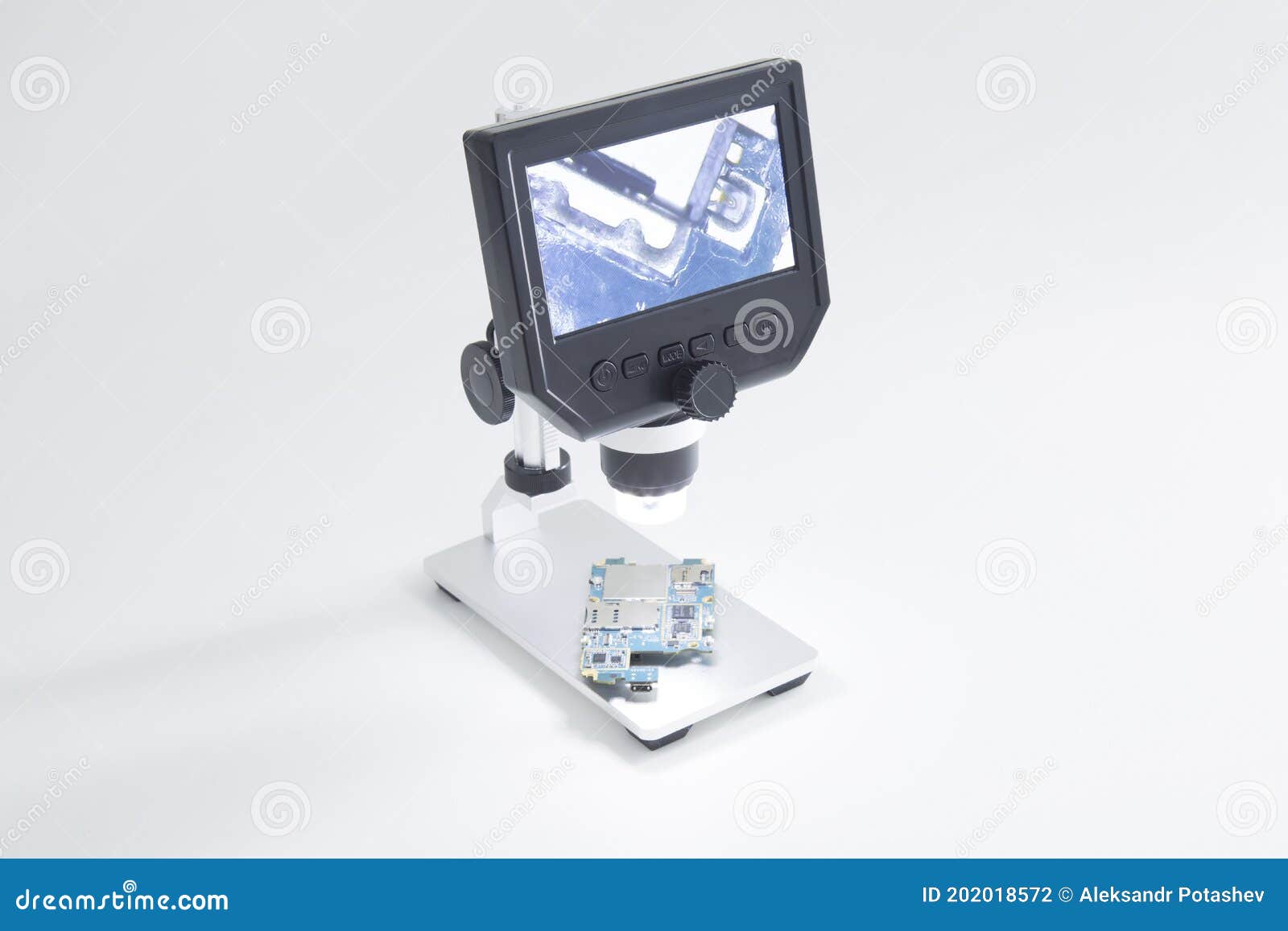 Digital Microscope for Repair of Electronic Components Stock Photo ...