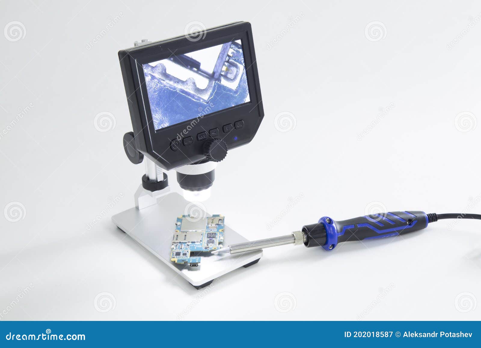 Digital Microscope for Repair of Electronic Components Stock Image ...