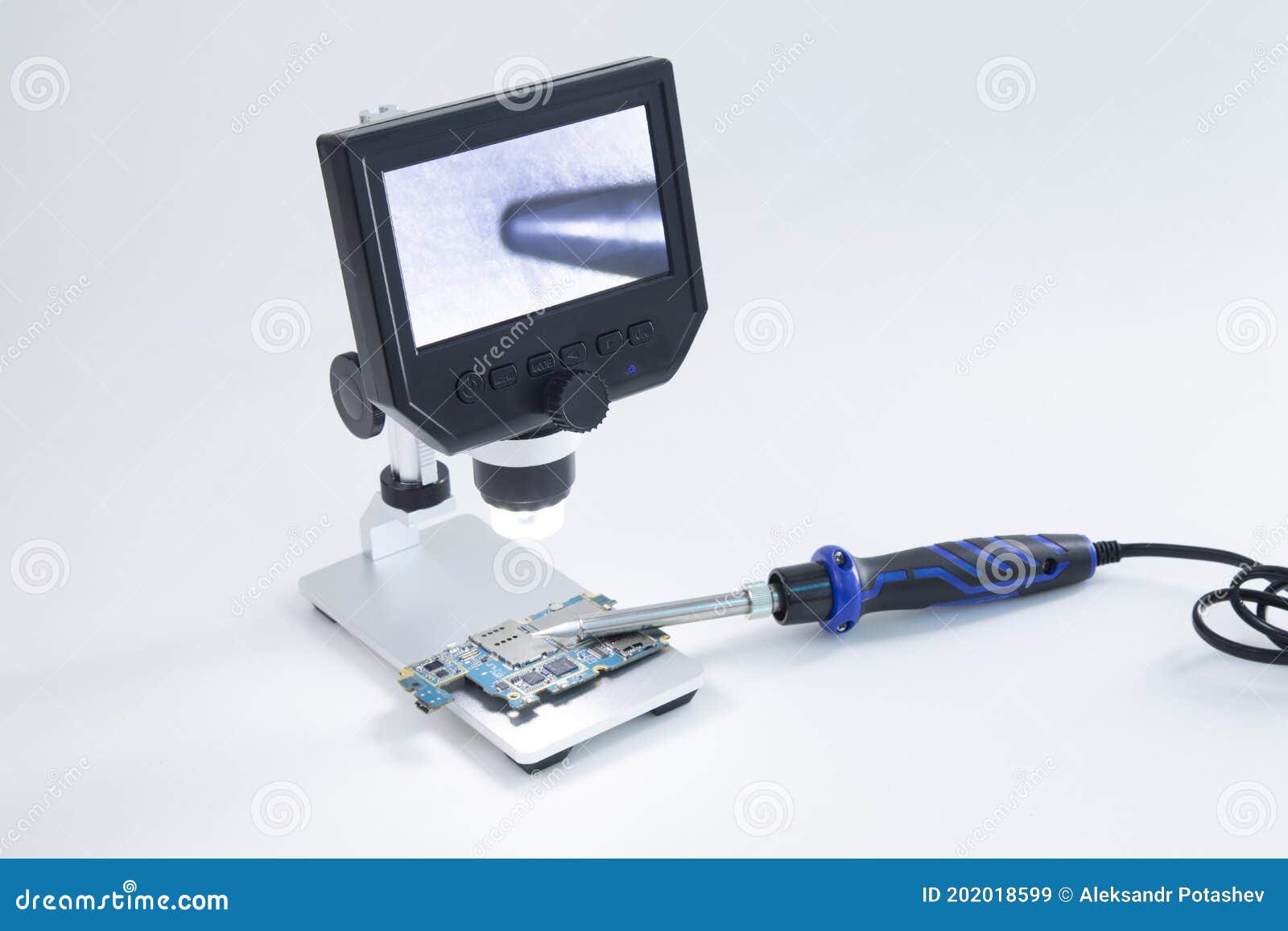 Digital Microscope for Repair of Electronic Components Stock Image ...
