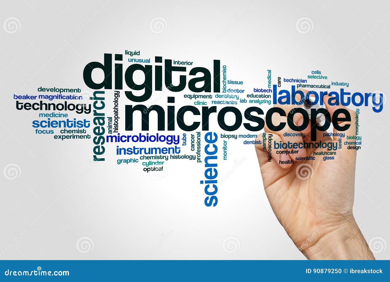Digital Microscope Word Cloud Concept on Grey Background Stock Photo ...