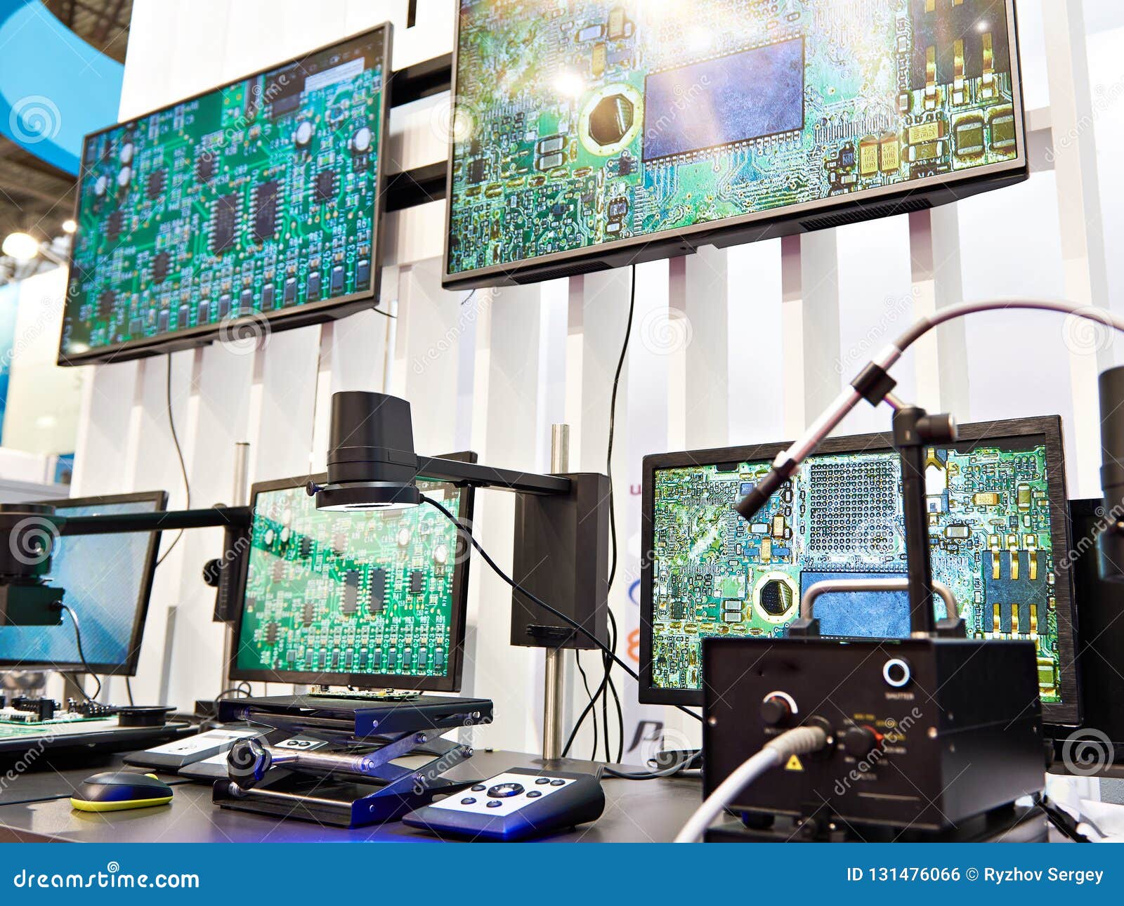 Digital Microscopes with Monitors Quality Control Stock Photo - Image ...