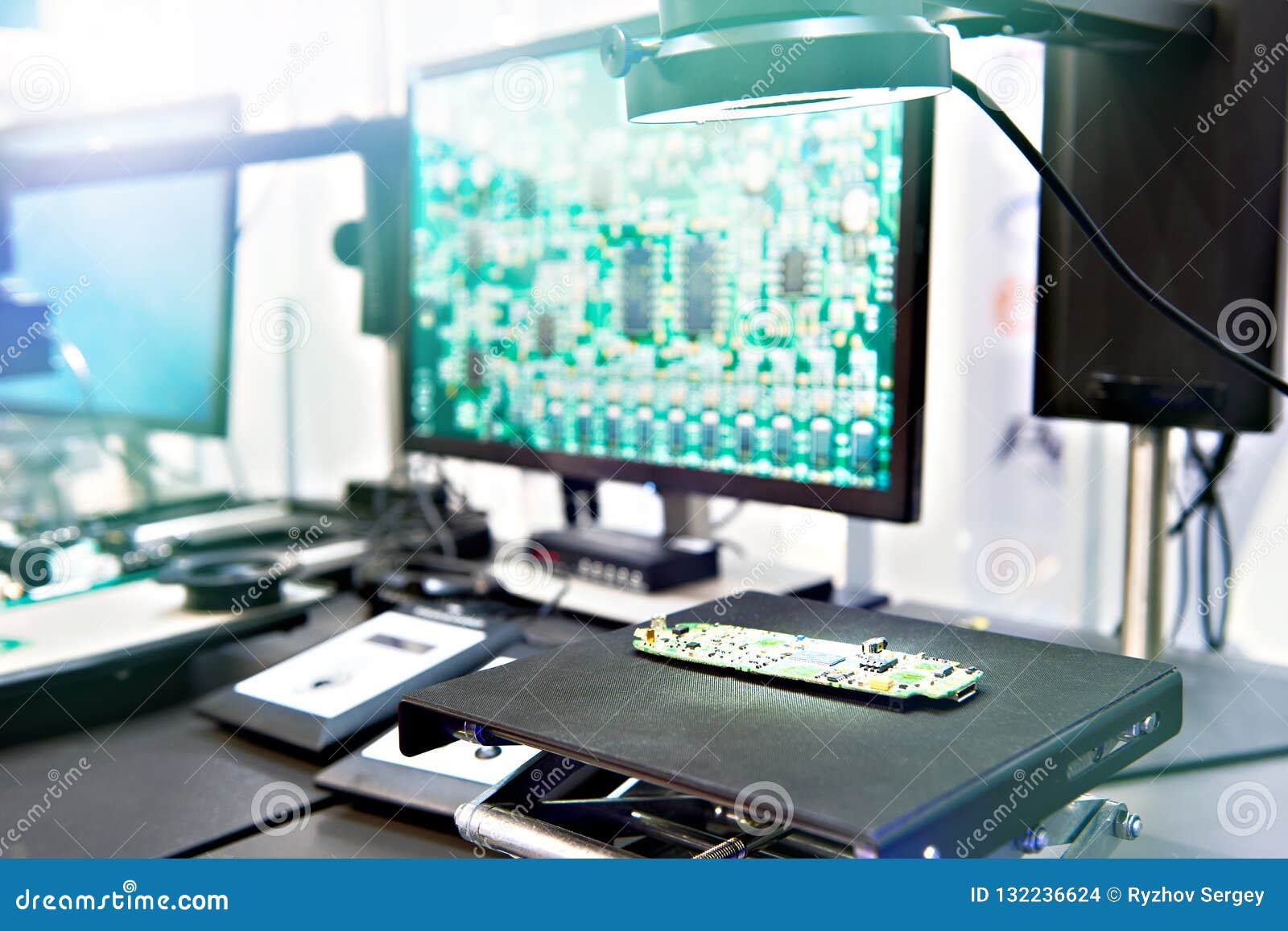 Digital Microscopes with Monitors Quality Control Stock Photo - Image ...