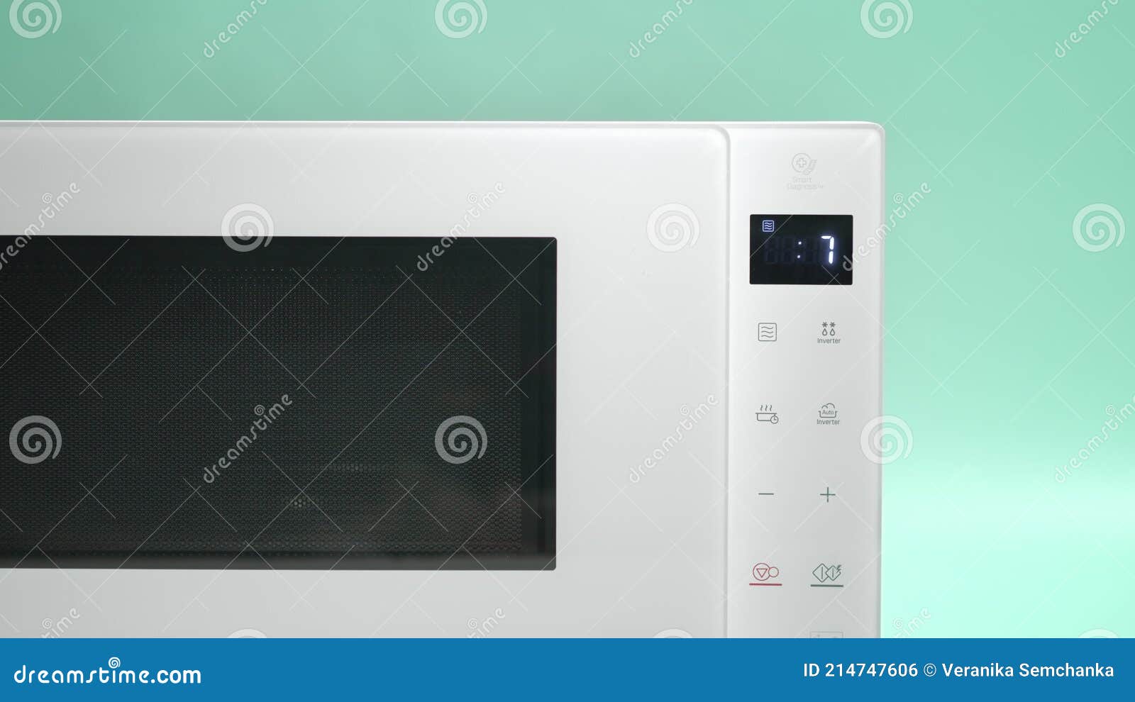 Digital Microwave Timer Counting Down from Nine.Close Up of Part of ...