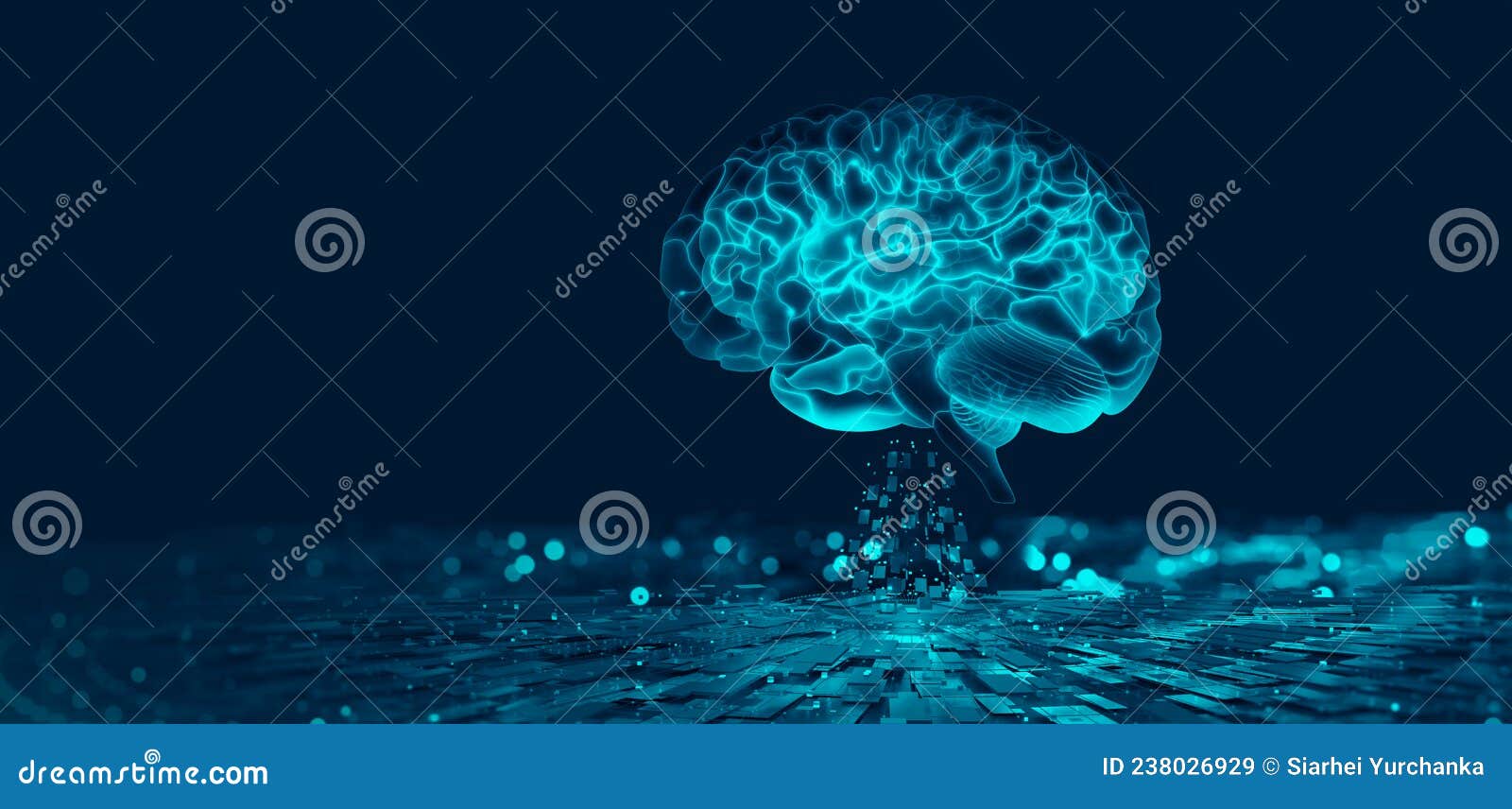 Digital Mind 3D Illustration. Neural Connections and Data Analysis ...