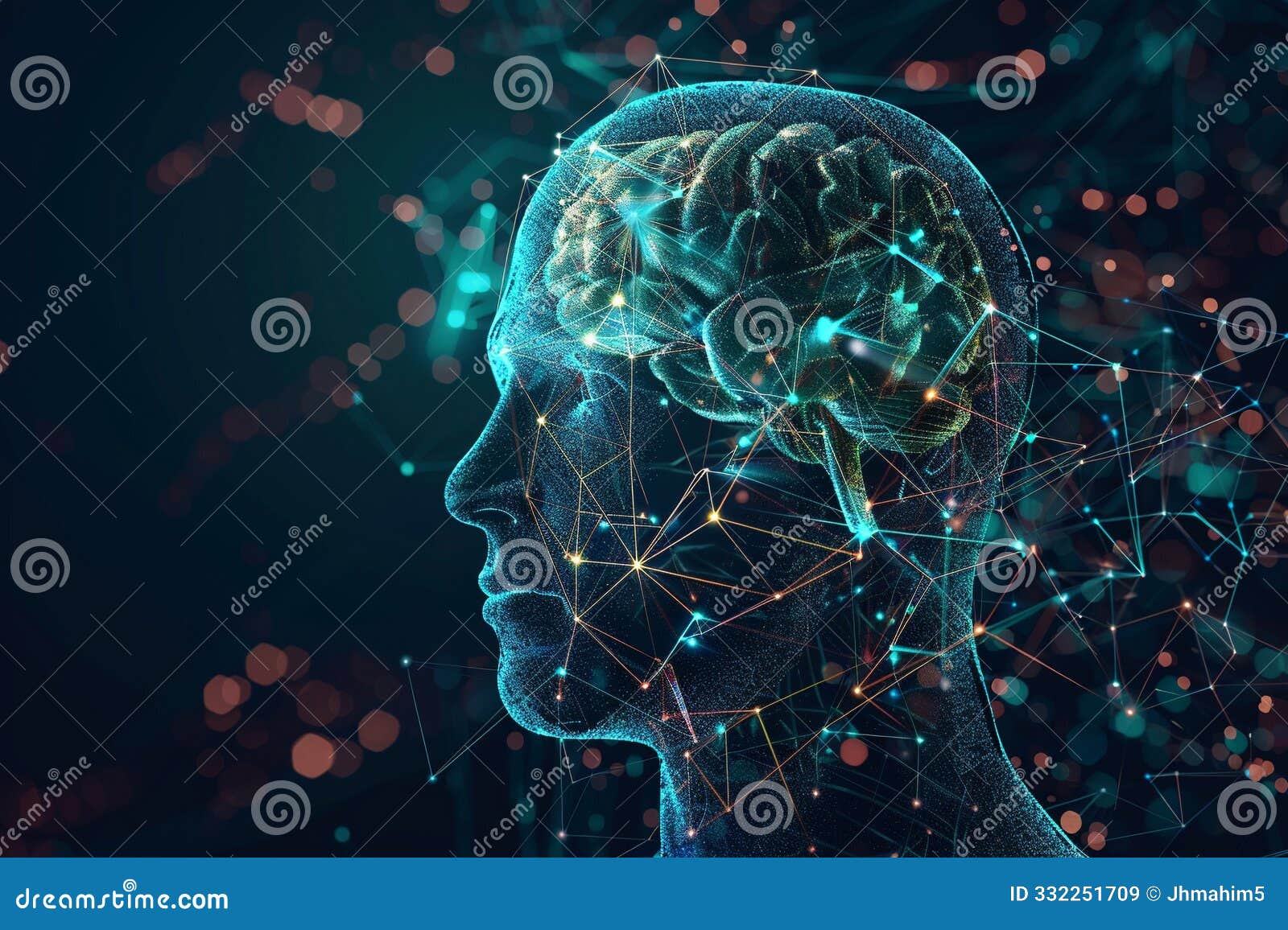 Digital Mind Exploring the Network of Thought Stock Illustration ...