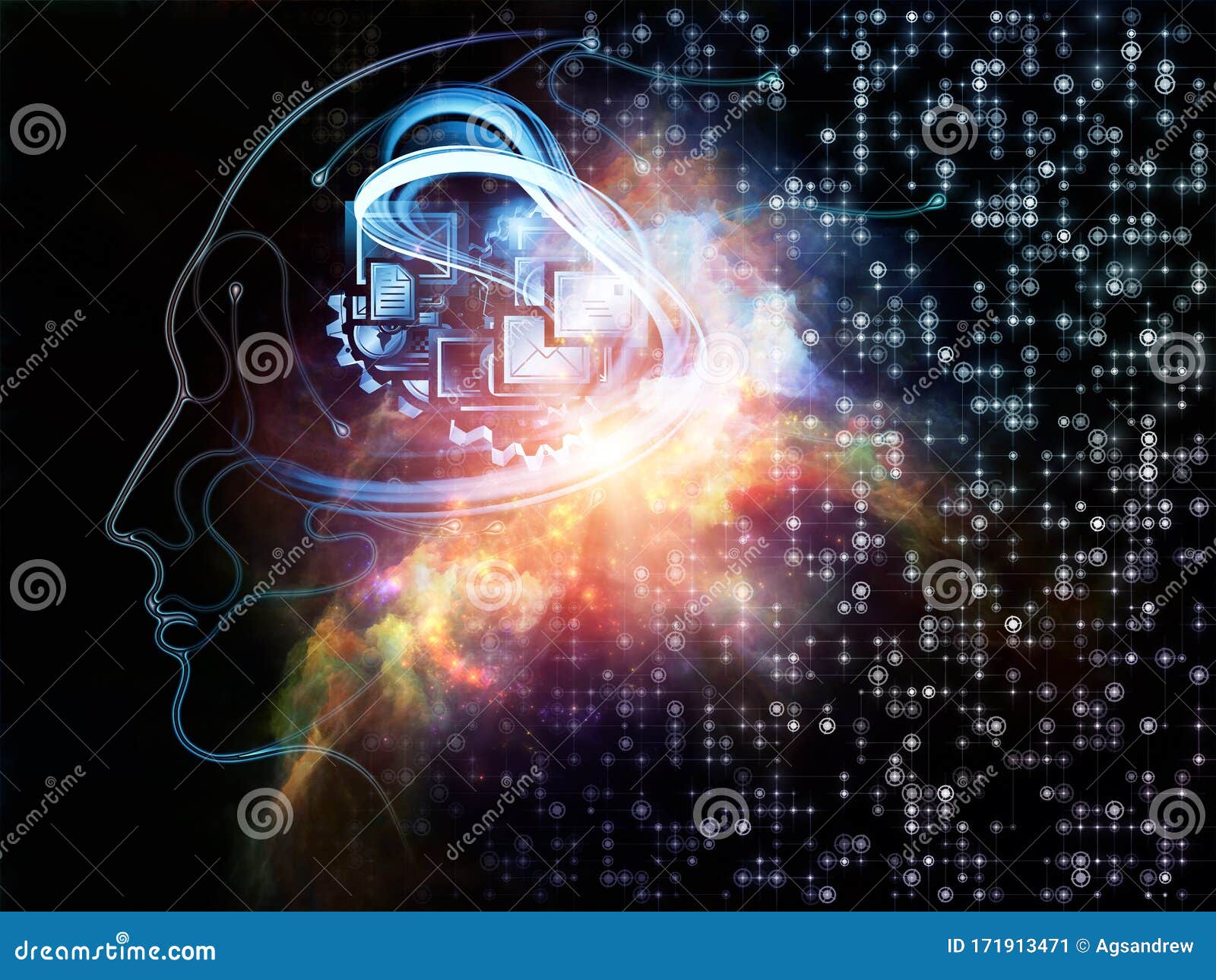 Digital Mind stock illustration. Illustration of intelligence - 171913471