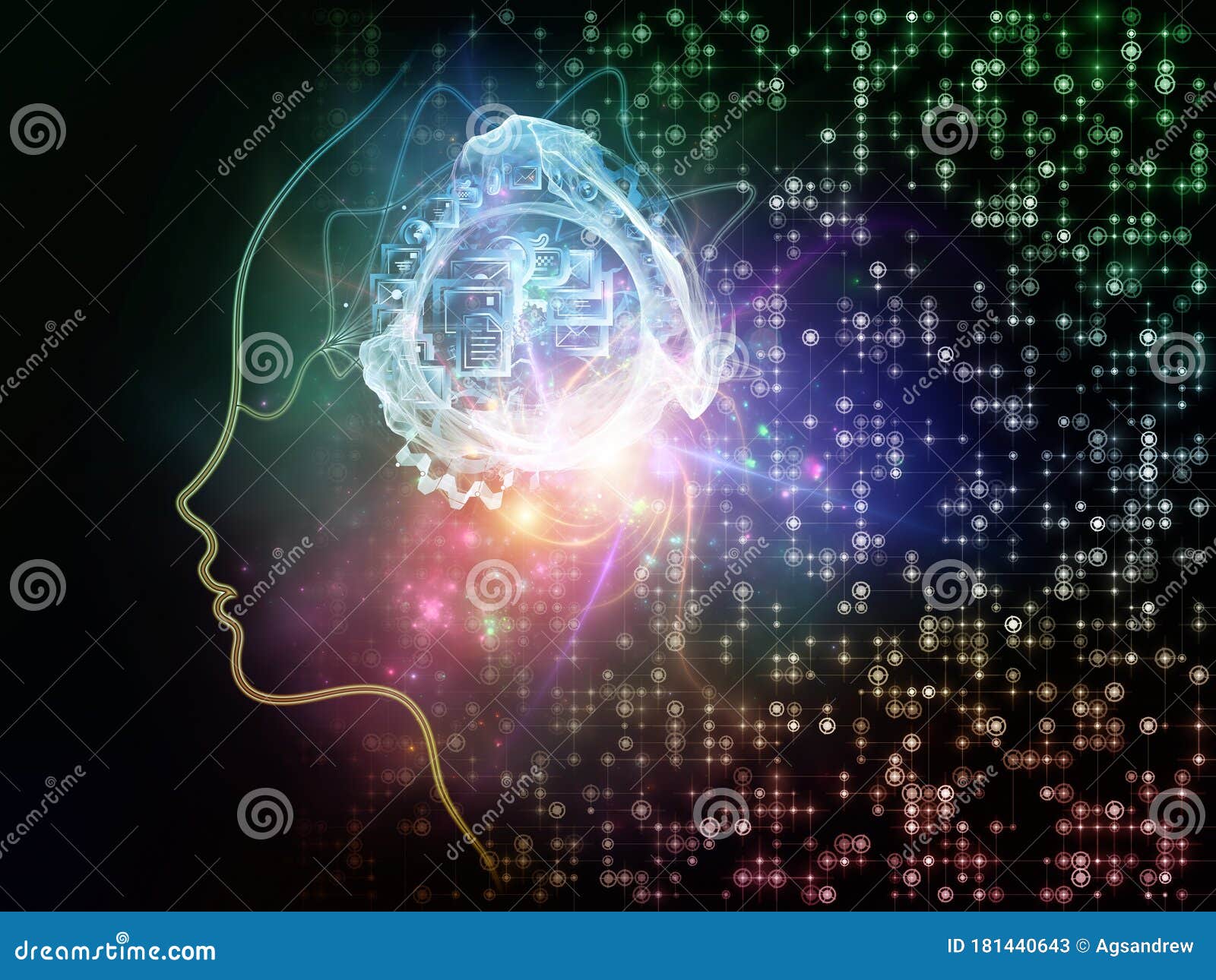 Digital Mind stock illustration. Illustration of consciousness - 181440643