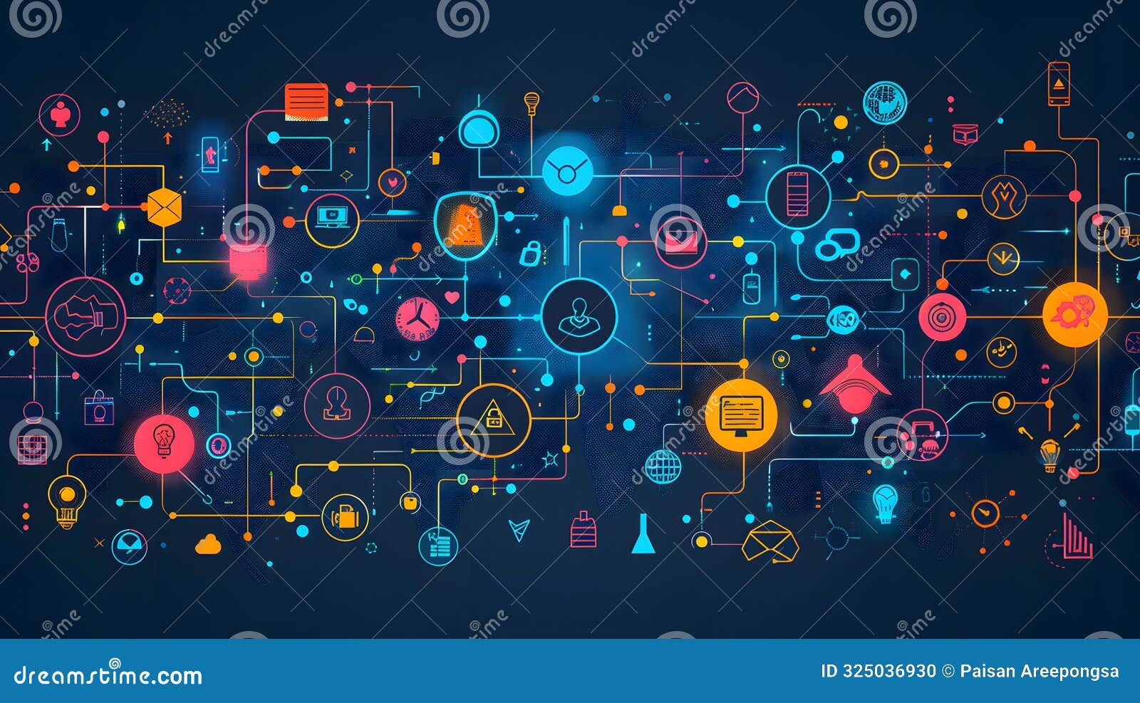 Digital Mind Map with Interconnected Idea, Visual Thinking Stock ...