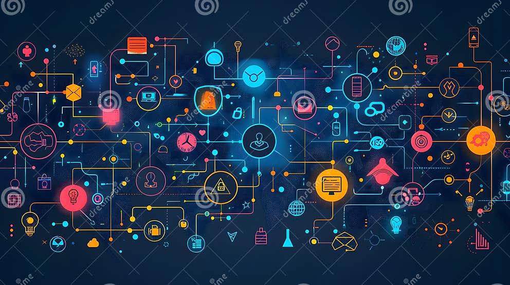 Digital Mind Map with Interconnected Idea, Visual Thinking Stock ...