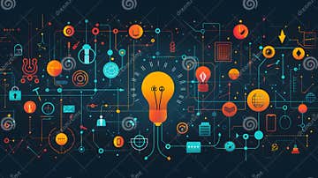 Digital Mind Map with Interconnected Idea, Visual Thinking Stock ...