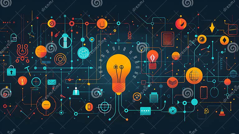 Digital Mind Map with Interconnected Idea, Visual Thinking Stock ...
