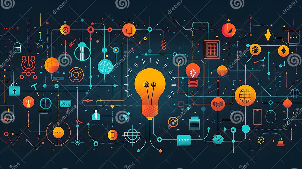 Digital Mind Map with Interconnected Idea, Visual Thinking Stock ...
