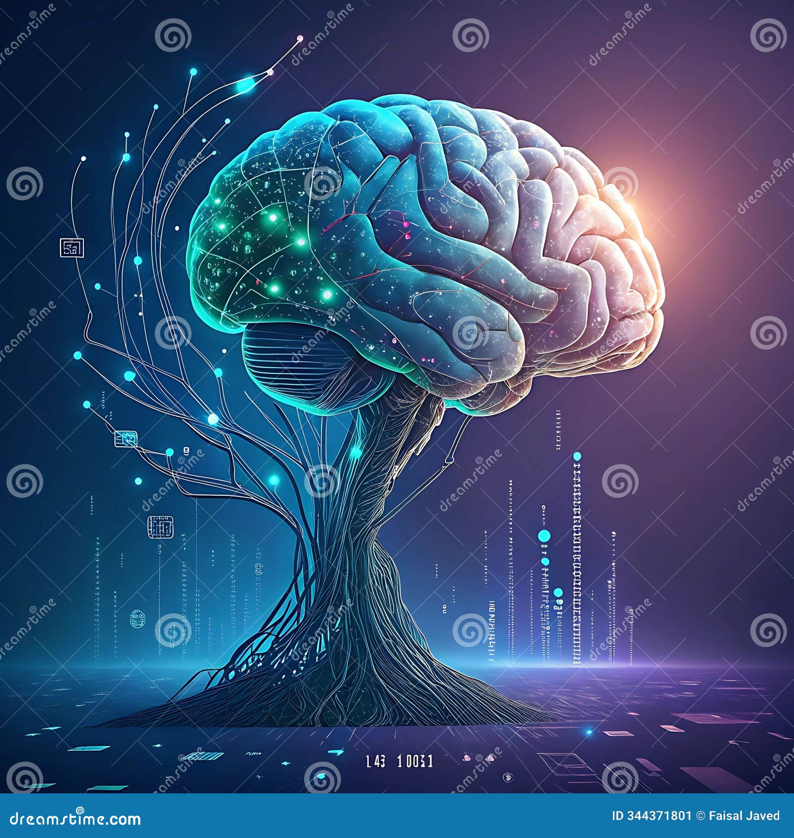 Human Cognition Brain And DNA Logo Design Cartoon Vector ...